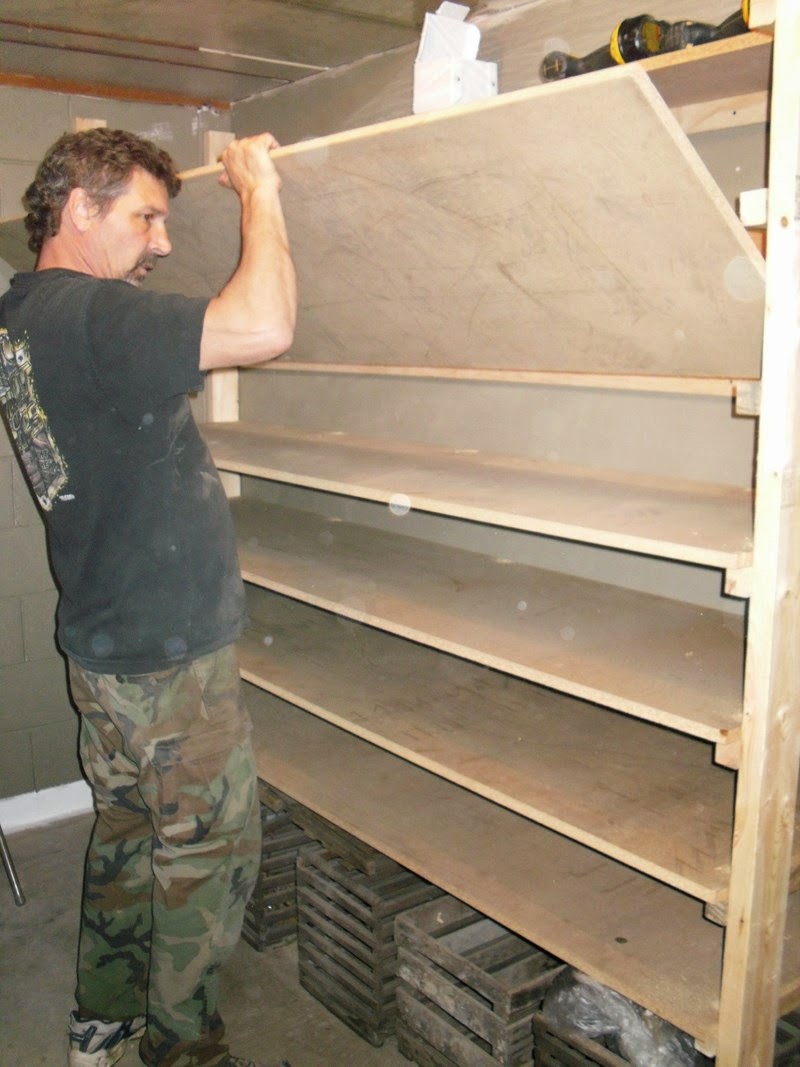 The Redneck Homestead Family: Root cellar gets shelving & canned goods